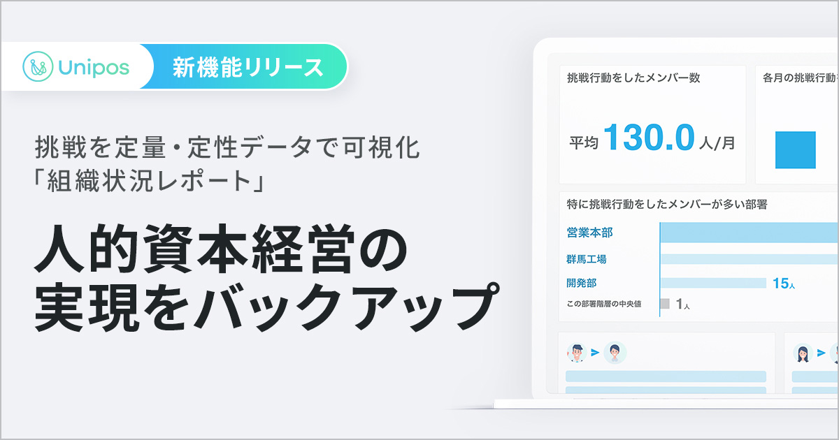 Unipos、組織状態や行動を把握できる「組織状況レポート」リリース 第1弾は「挑戦行動」を可視化 ｜ Biz/Zine（ビズジン）